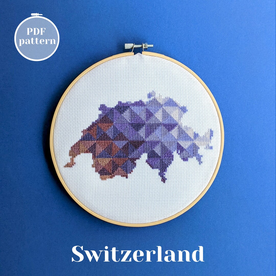 Switzerland Map Cross Stitch Pattern. Modern Xstitch Design. Simple ...