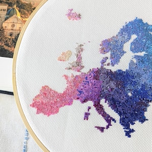 Europe Map Cross Stitch Pattern: Galaxy Watercolor (PDF Pattern) - Etsy