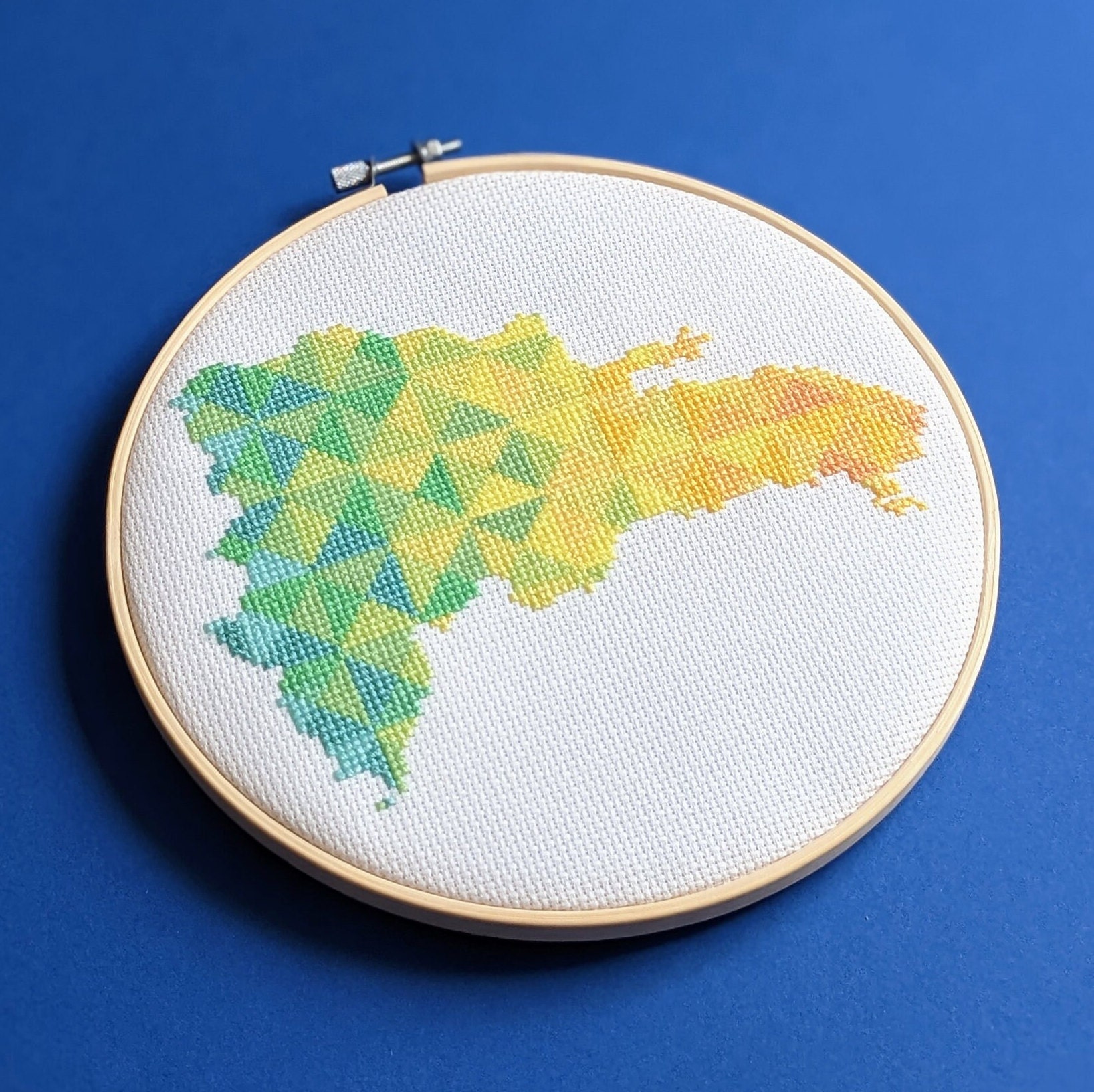 Dominican Republic Map Cross Stitch Pattern. Modern Stitched Piece for ...