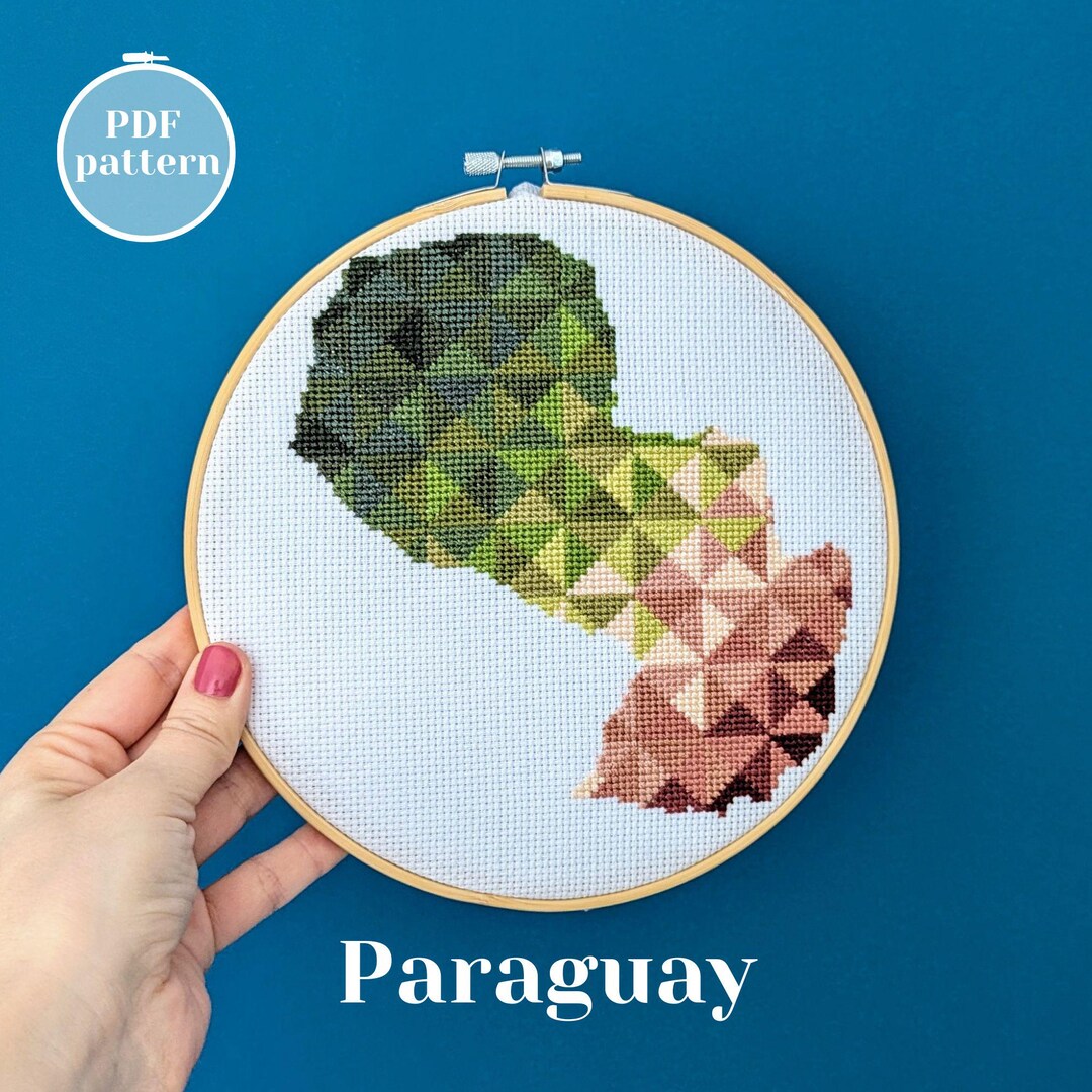 Paraguay Map Cross Stitch PDF Pattern. Original Embroidery Project ...