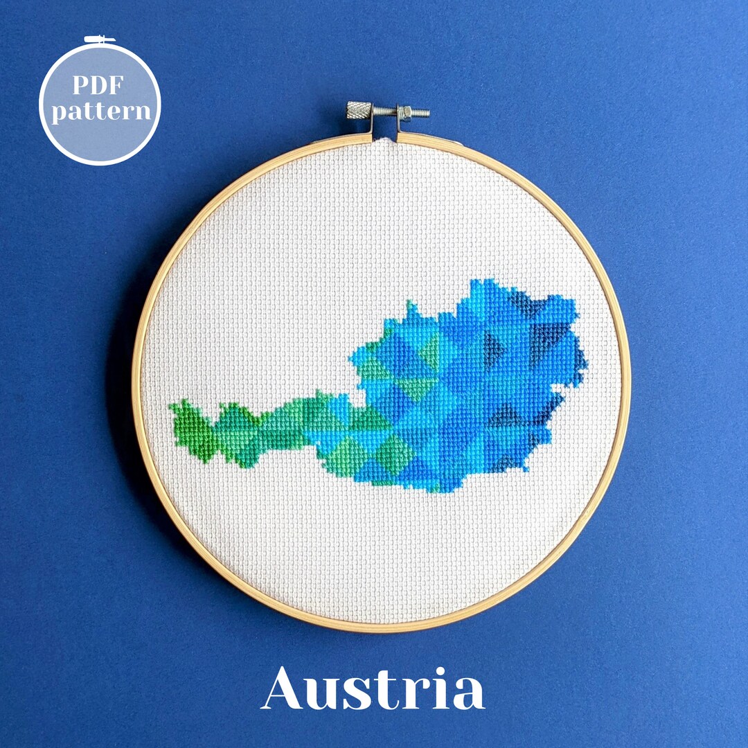 Austria Map Counted Cross Stitch Pattern. Modern Xstitch Design With ...
