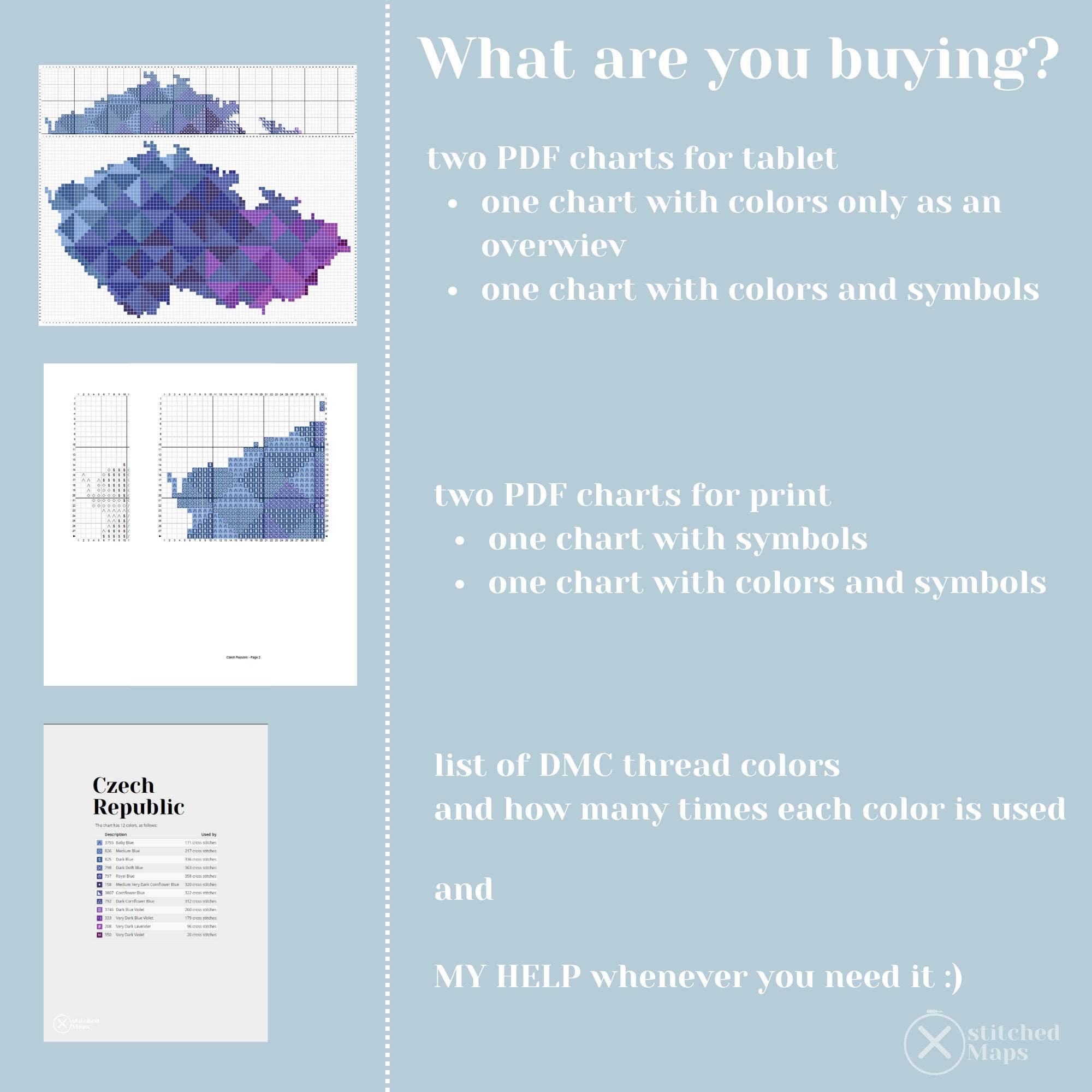 Czech Republic Map Cross Stitch Pattern. DIY Embroidery Wall Decoration ...