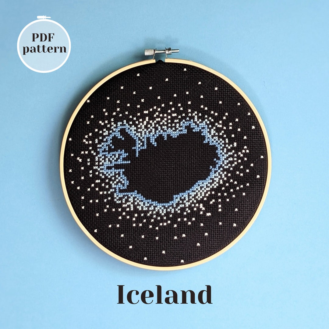 Iceland Map Cross Stitch Pattern. Reykjavik Themed Wall Hanging. DIY ...