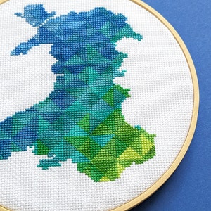 Wales Map Cross Stitch Pattern. Welsh Country Shape for Embroidery ...