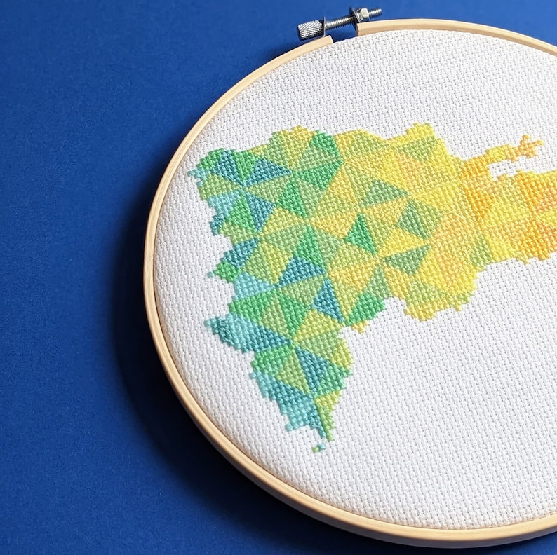 Dominican Republic Map Cross Stitch Pattern. Modern Stitched Piece for ...