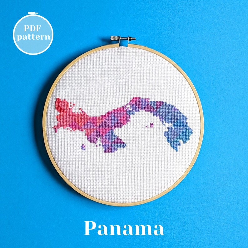 Panama Map Cross Stitch PDF Pattern. Modern Counted Xstitch Chart for ...