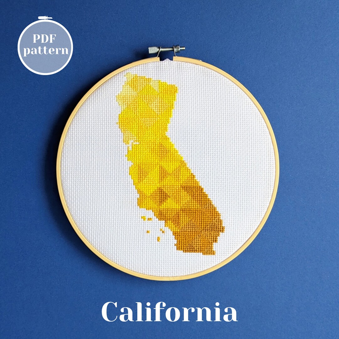 California Map Cross Stitch Pattern. Modern Simple Xstitch PDF Chart ...