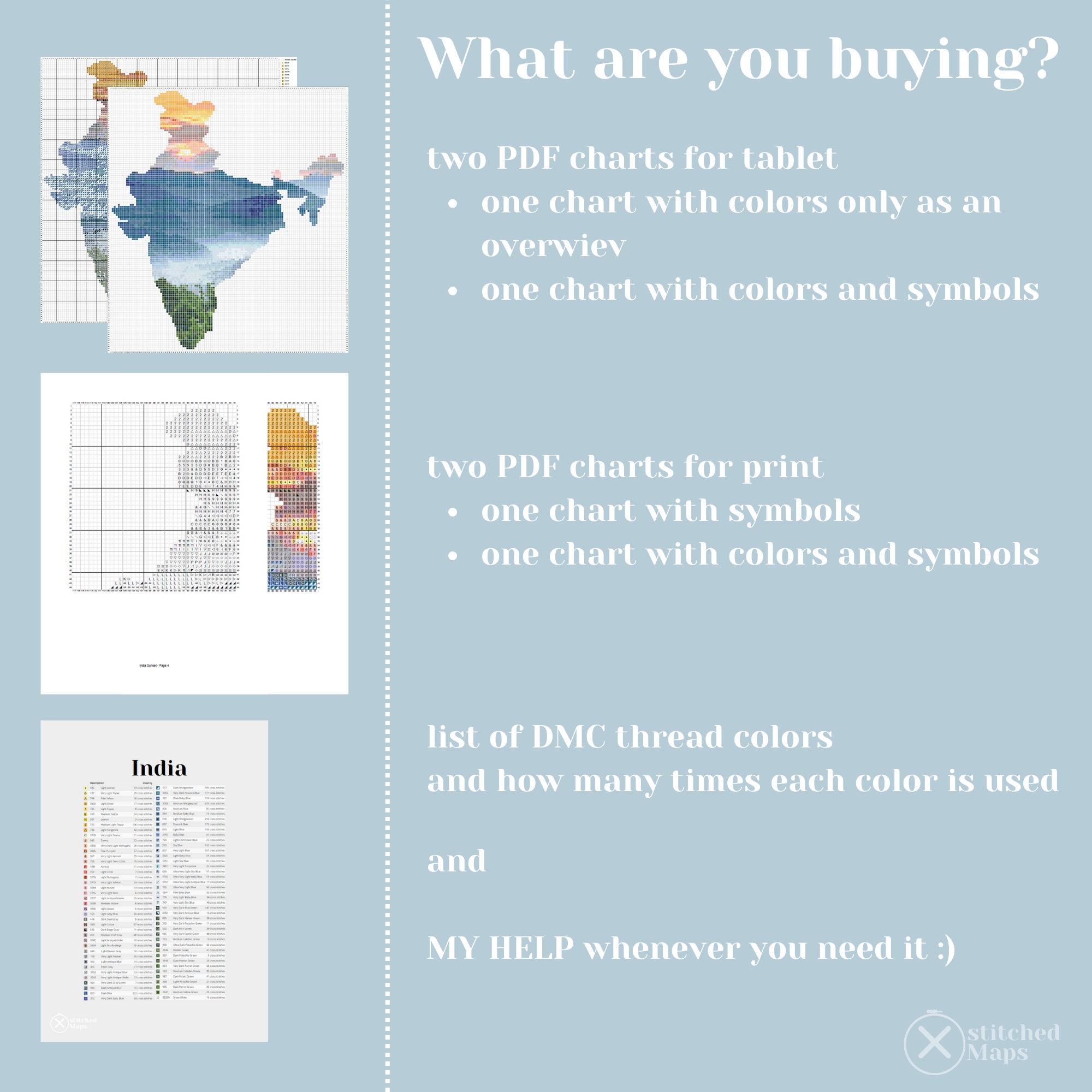 India Cross Stitch Map Pattern Landscape Sunset Embroidery Design ...