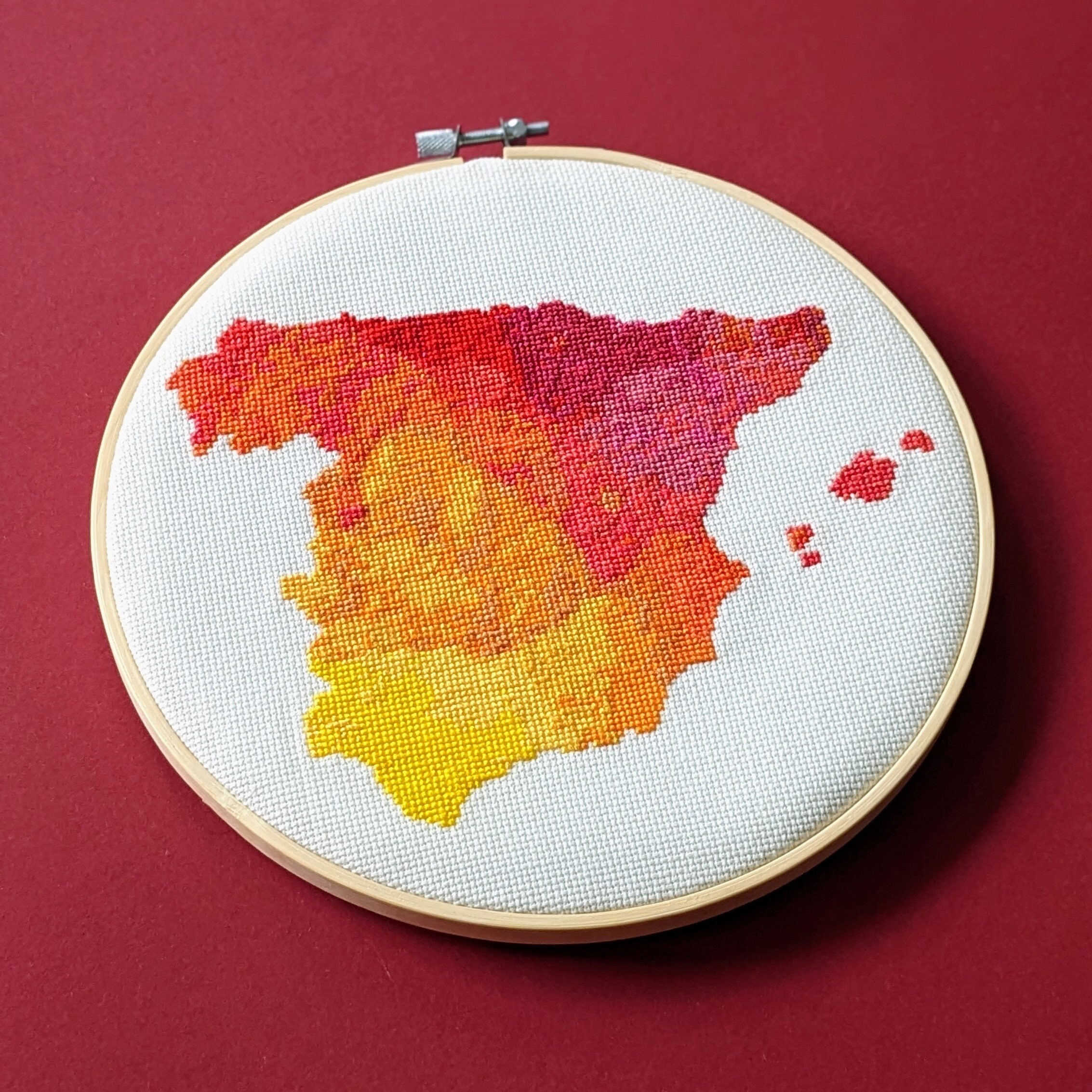 Spain Map Cross Stitch Pattern. Colorful Watercolor Room - Etsy