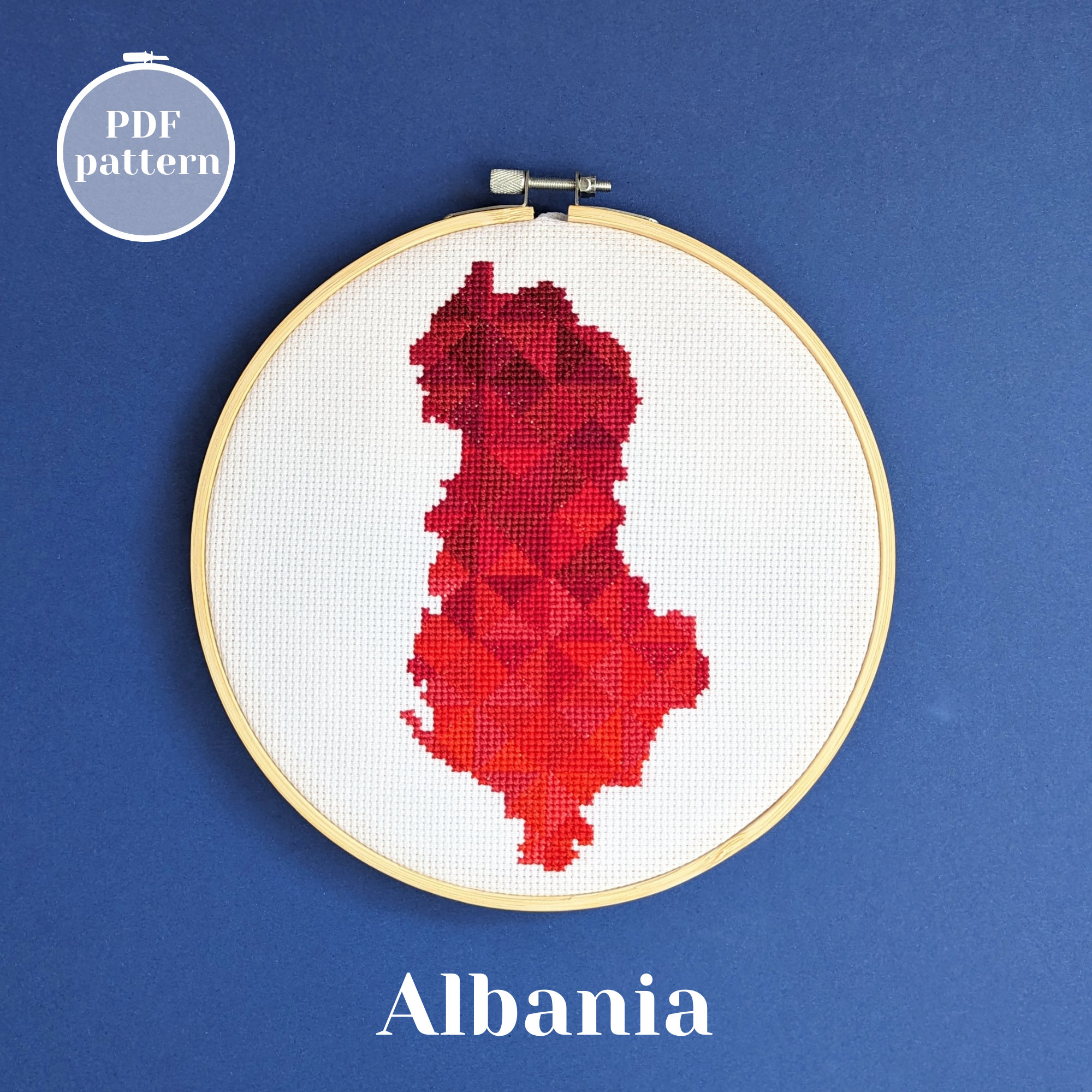 Albania Map Cross Stitch Pattern. Modern Xstitch Geometric Design ...