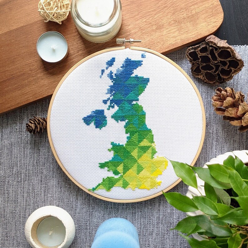 United Kingdom Map Cross Stitch Pattern UK Silhouette for - Etsy