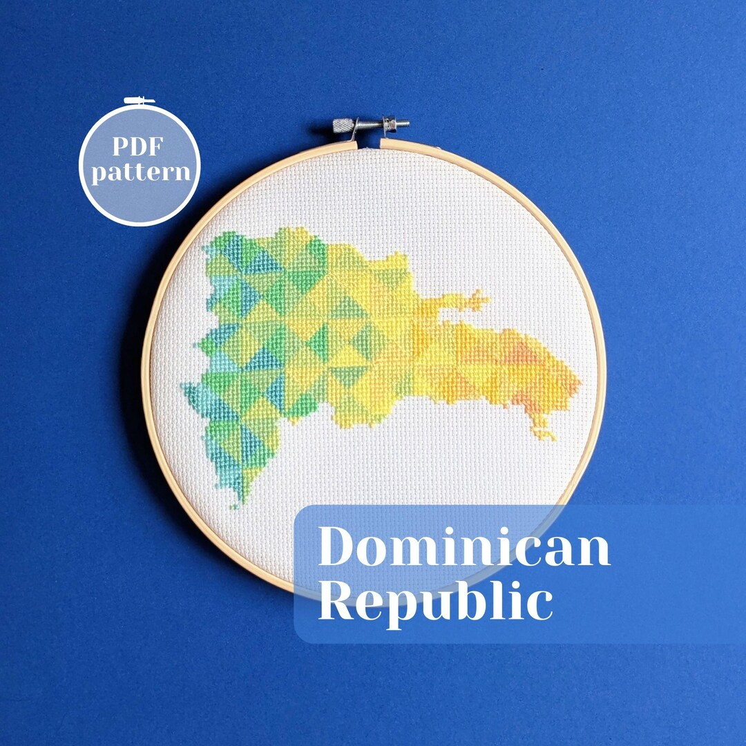 Dominican Republic Map Cross Stitch Pattern. Modern Stitched Piece for ...