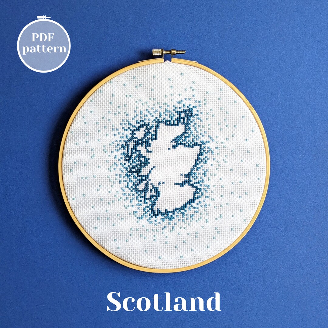 Scotland Map Cross Stitch Pattern. Scottish Silhouette Negative Space ...