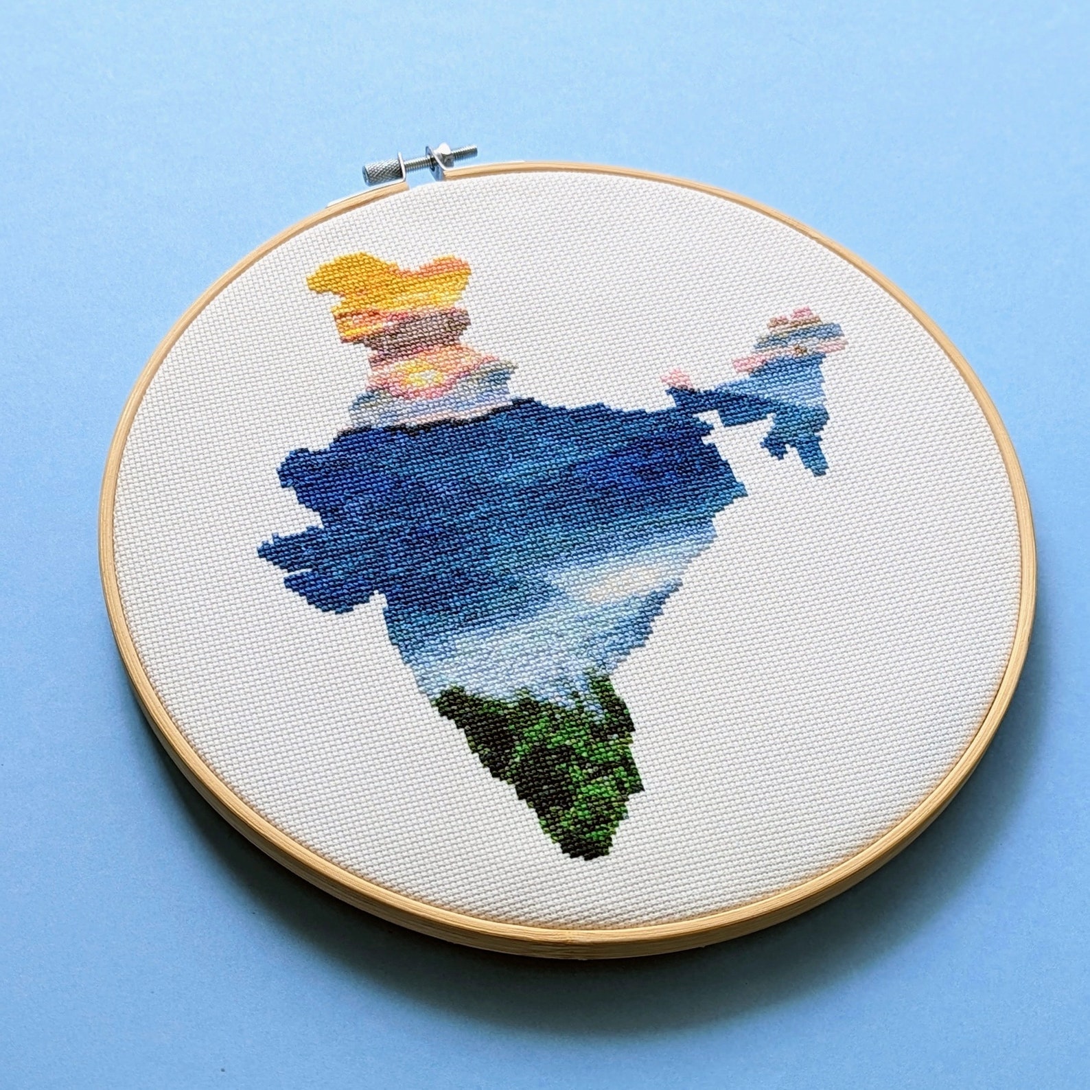 India Cross Stitch Map Pattern Landscape Sunset Embroidery Design ...
