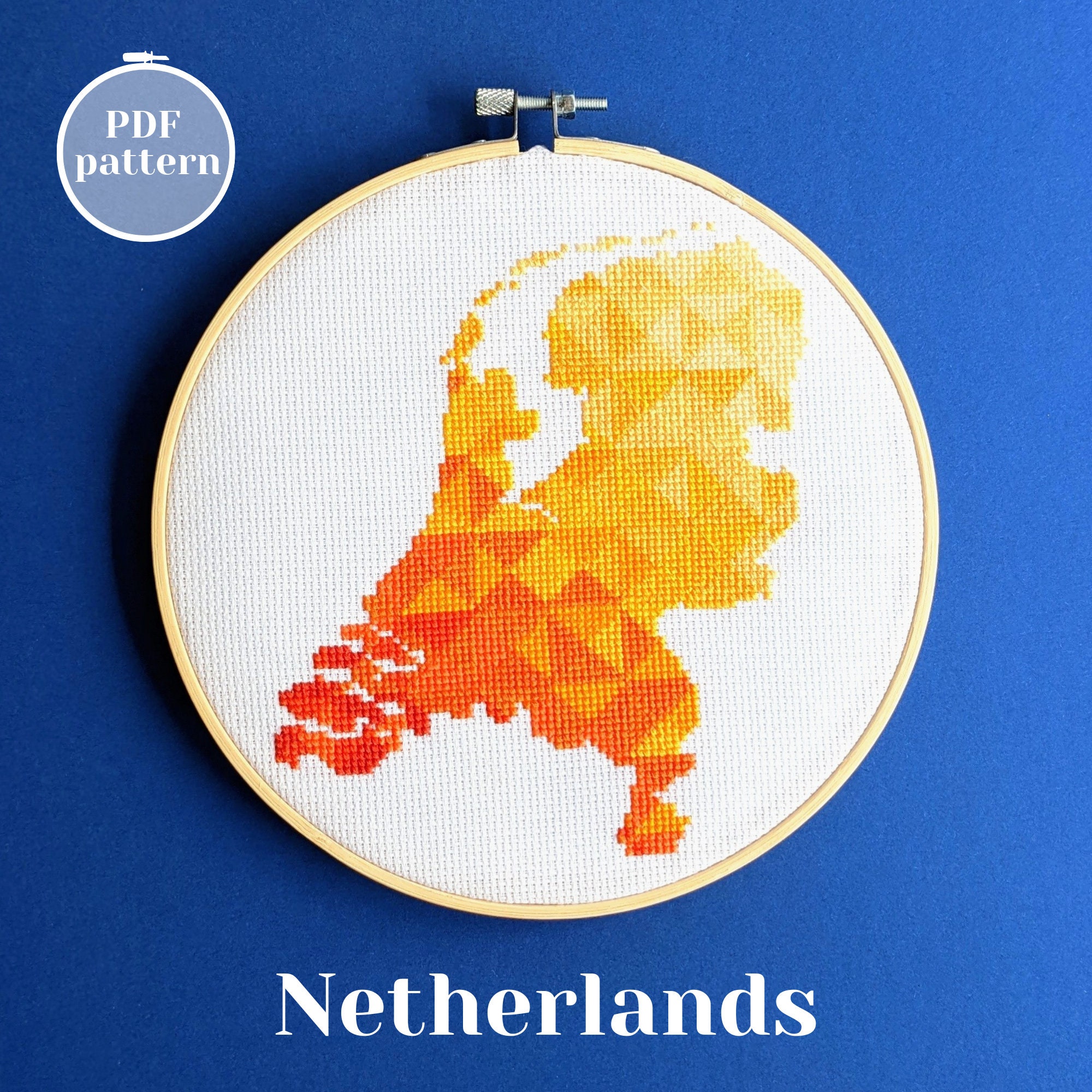 Netherlands Map Cross Stitch Pattern. Modern Embroidery Design for ...