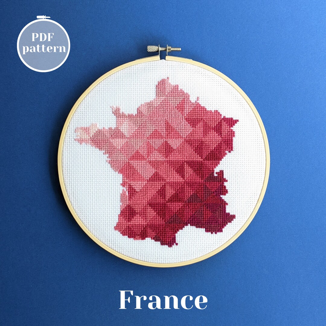 France Map Cross Stitch Pattern. Modern Xstitch PDF Chart for Instant ...