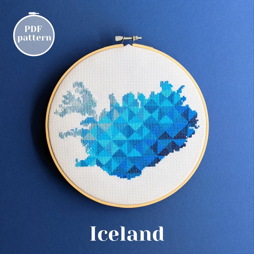 Iceland Map Cross Stitch Pattern. Modern Simple Xstitch Design in PDF ...