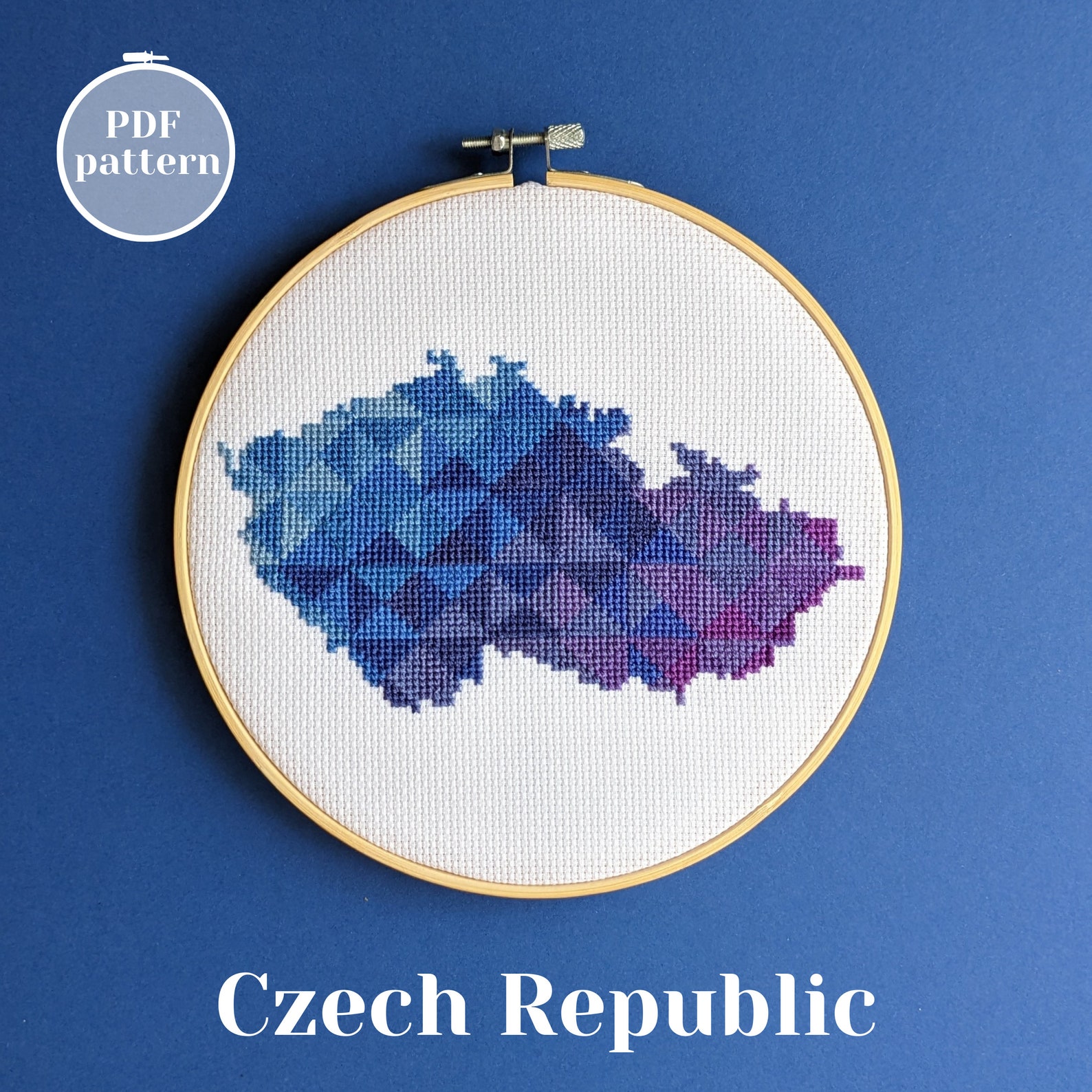 Czech Republic Map Cross Stitch Pattern. DIY Embroidery Wall Decoration ...
