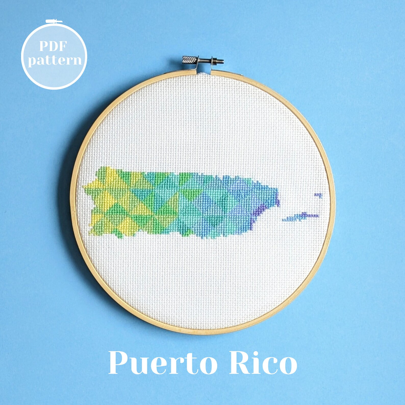 Puerto Rico Outline Cross Stitch Pattern. Modern Xstitch Design in ...