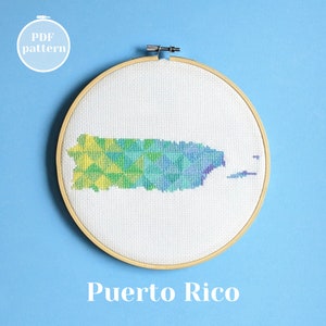 Puerto Rico Outline Cross Stitch Pattern. Modern Xstitch Design in ...