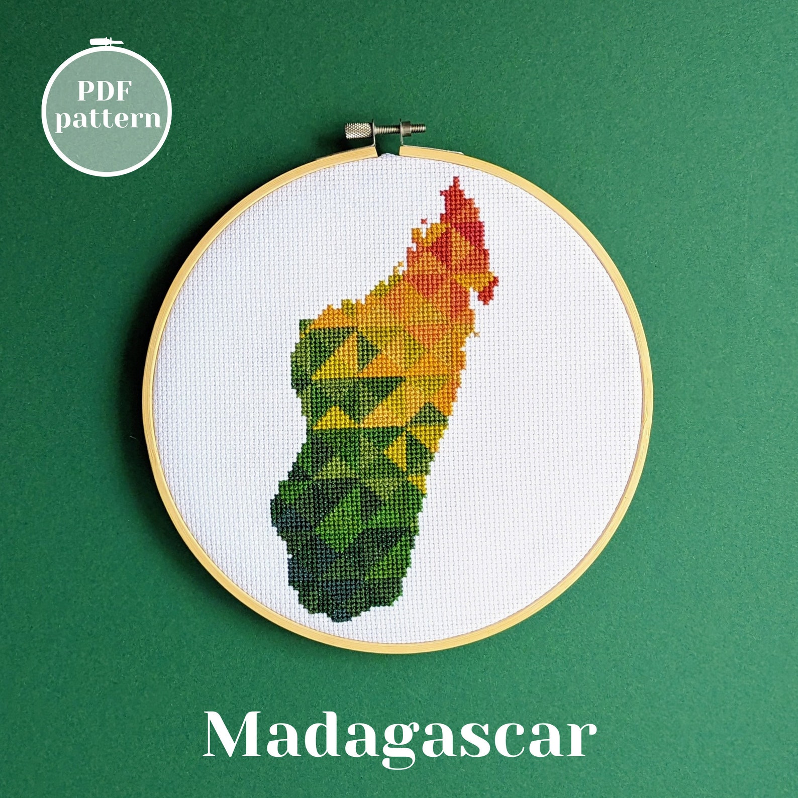 Madagascar Map Cross Stitch Pattern. Modern Simple Xstitch PDF Chart ...