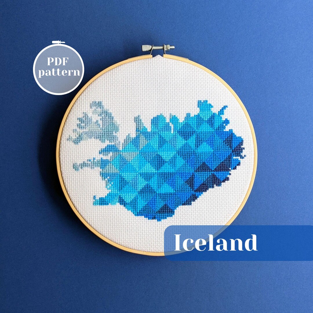 Iceland Map Cross Stitch Pattern. Modern Simple Xstitch Design in PDF ...