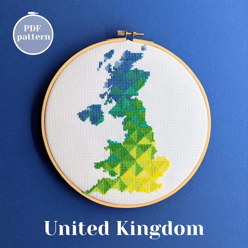 UK, Scotland, Ireland Maps - Cross Stitch Pattern Set. Modern ...