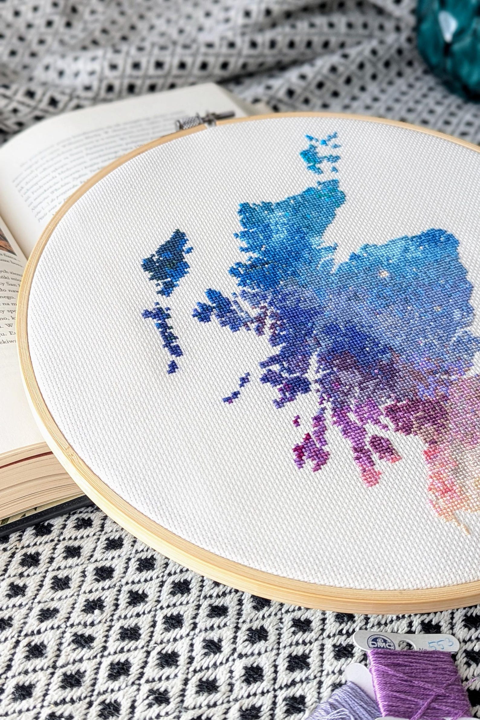 Scotland Map Cross Stitch Pattern. UK Country Silhouette for Embroidery ...