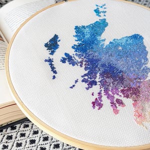 Scotland Map Cross Stitch Pattern. UK Country Silhouette for Embroidery ...