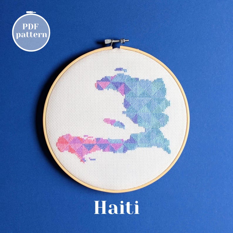 Haiti Map Cross Stitch PDF Instruction. Modern Textile Design Pattern ...