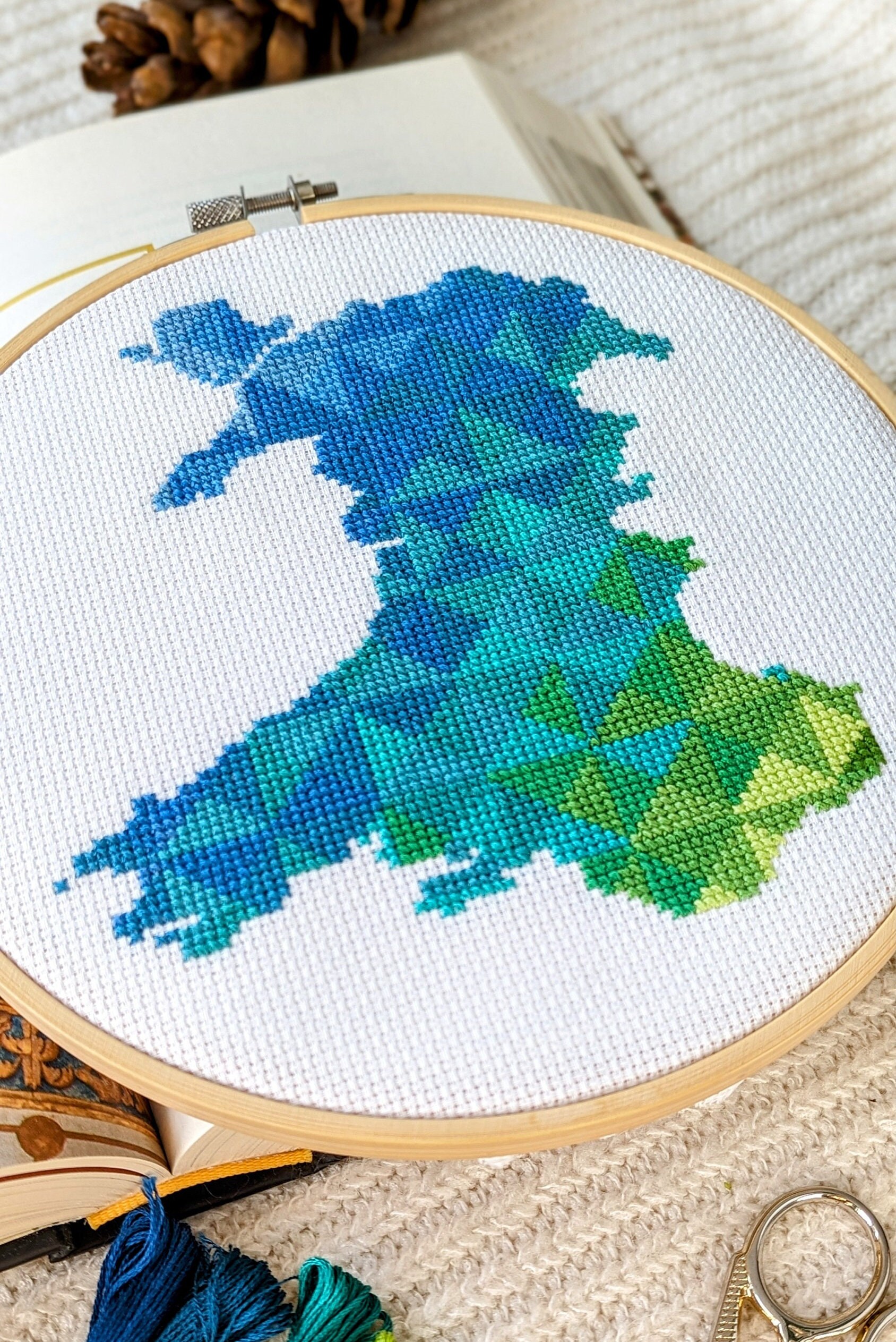 Wales Map Cross Stitch Pattern. Welsh Country Shape for Embroidery ...