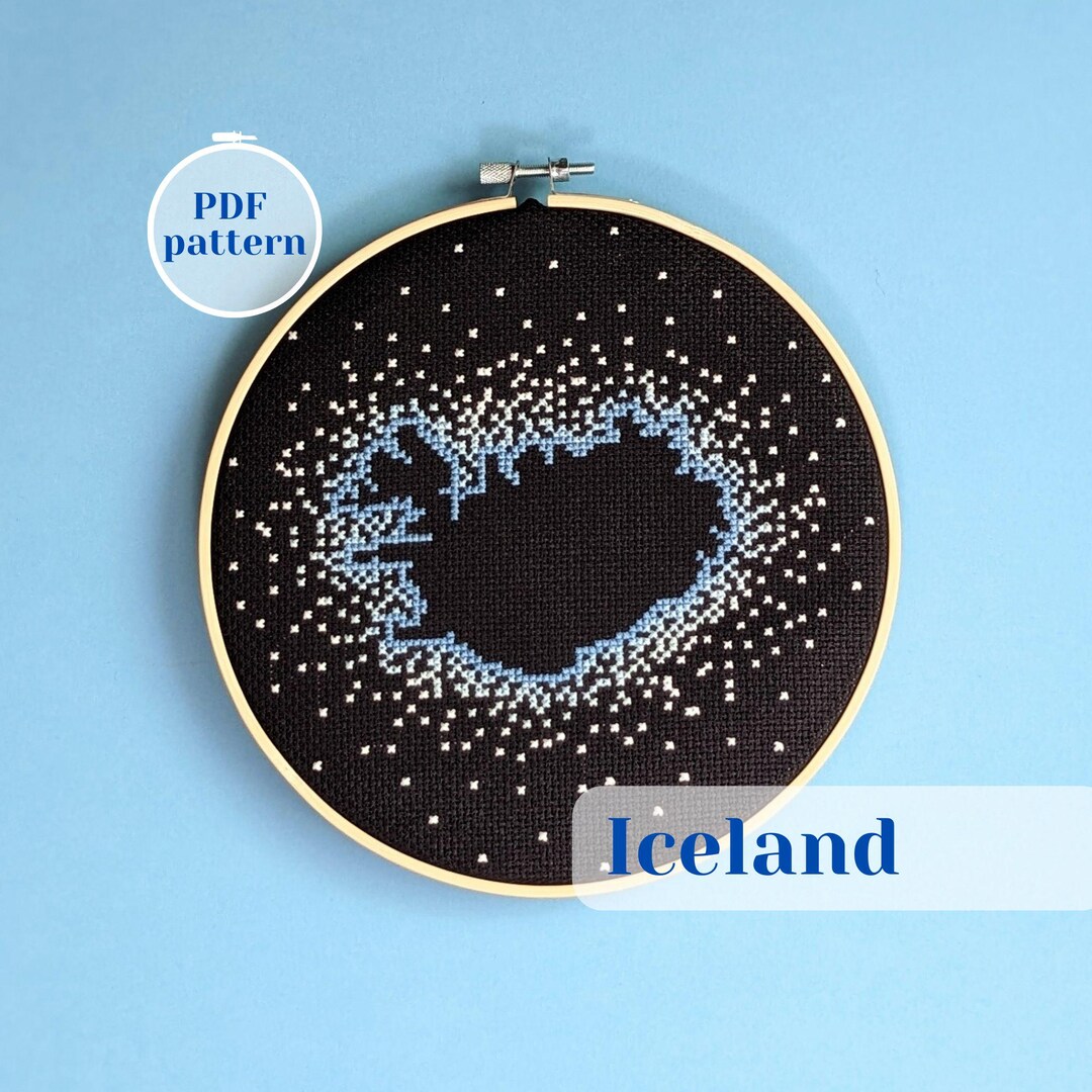 Iceland Map Cross Stitch Pattern. Reykjavik Themed Wall Hanging. DIY ...
