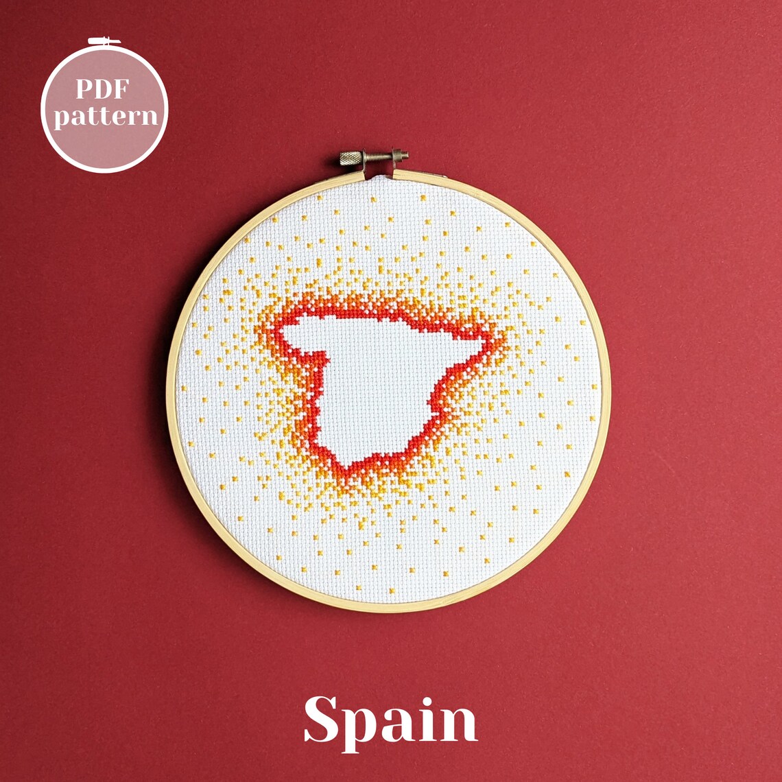 Spain Map Cross Stitch PDF Pattern. Madrid Barcelona Theme Wall ...