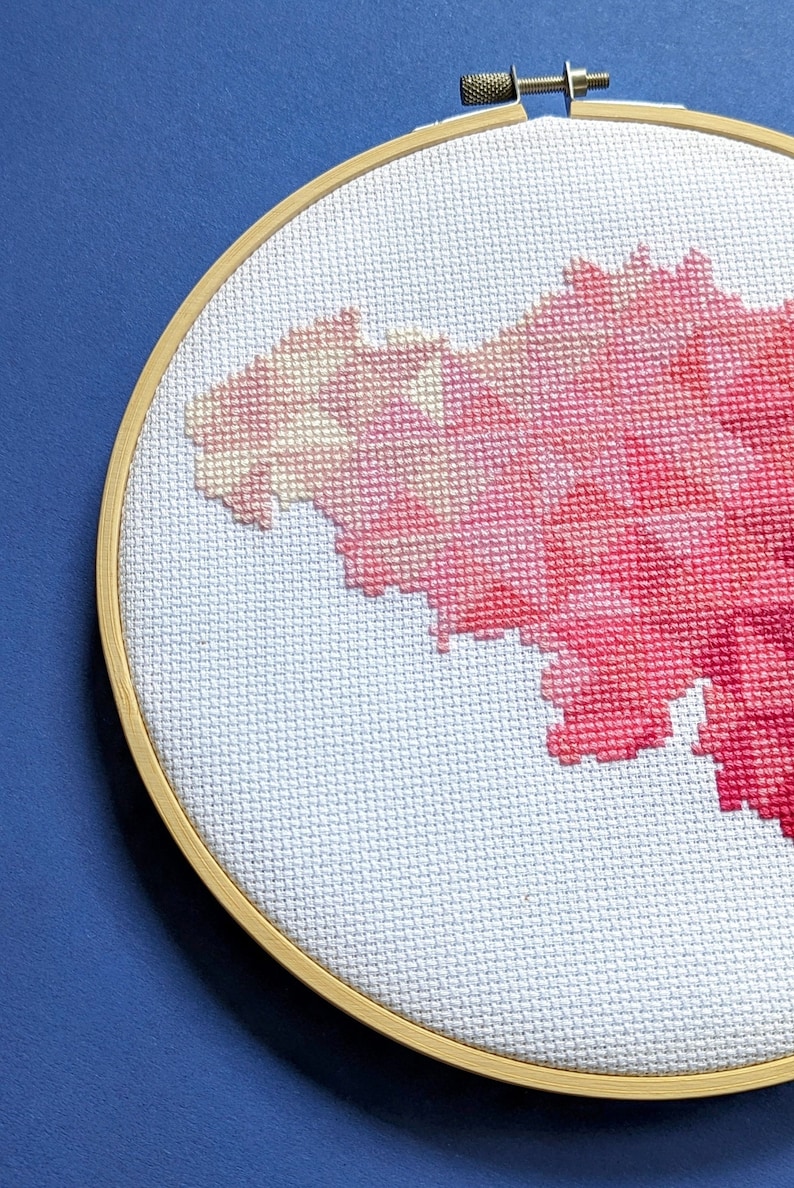 Belgium Map Modern Cross Stitch Pattern. Simple Xstitch PDF Chart for ...