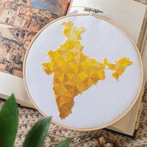 India Map Cross Stitch Design. Abstract Embroidery Pattern Fit for Any ...