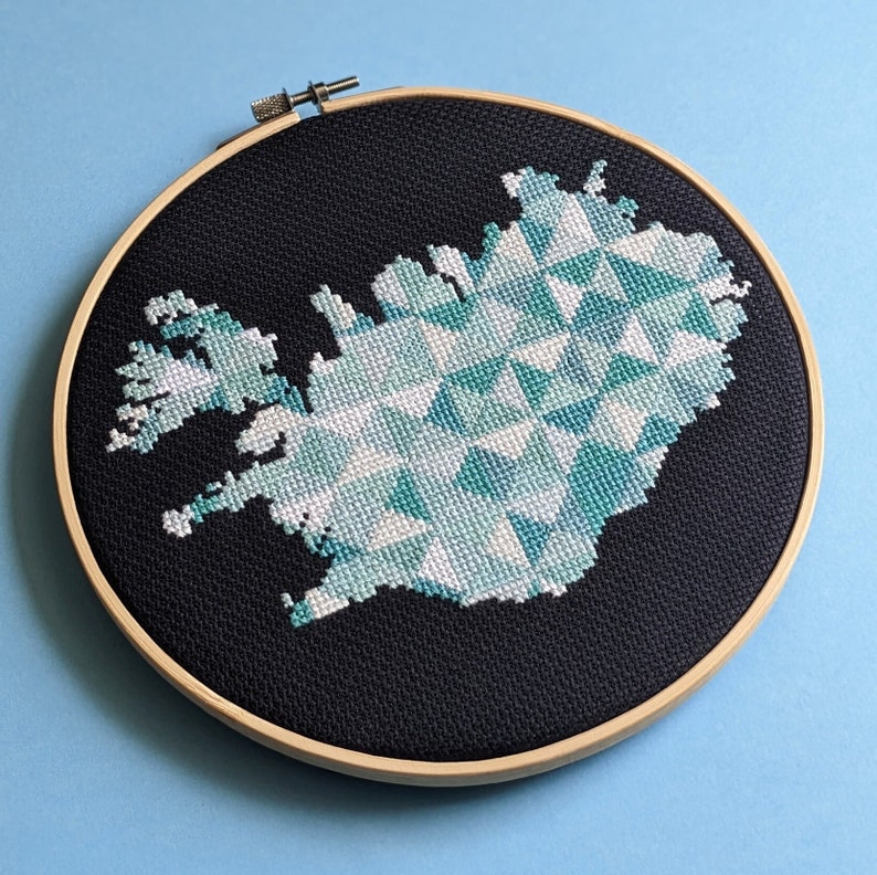Iceland Map Cross Stitch Pattern. Reykjavik Theme Wall Art Hanging ...
