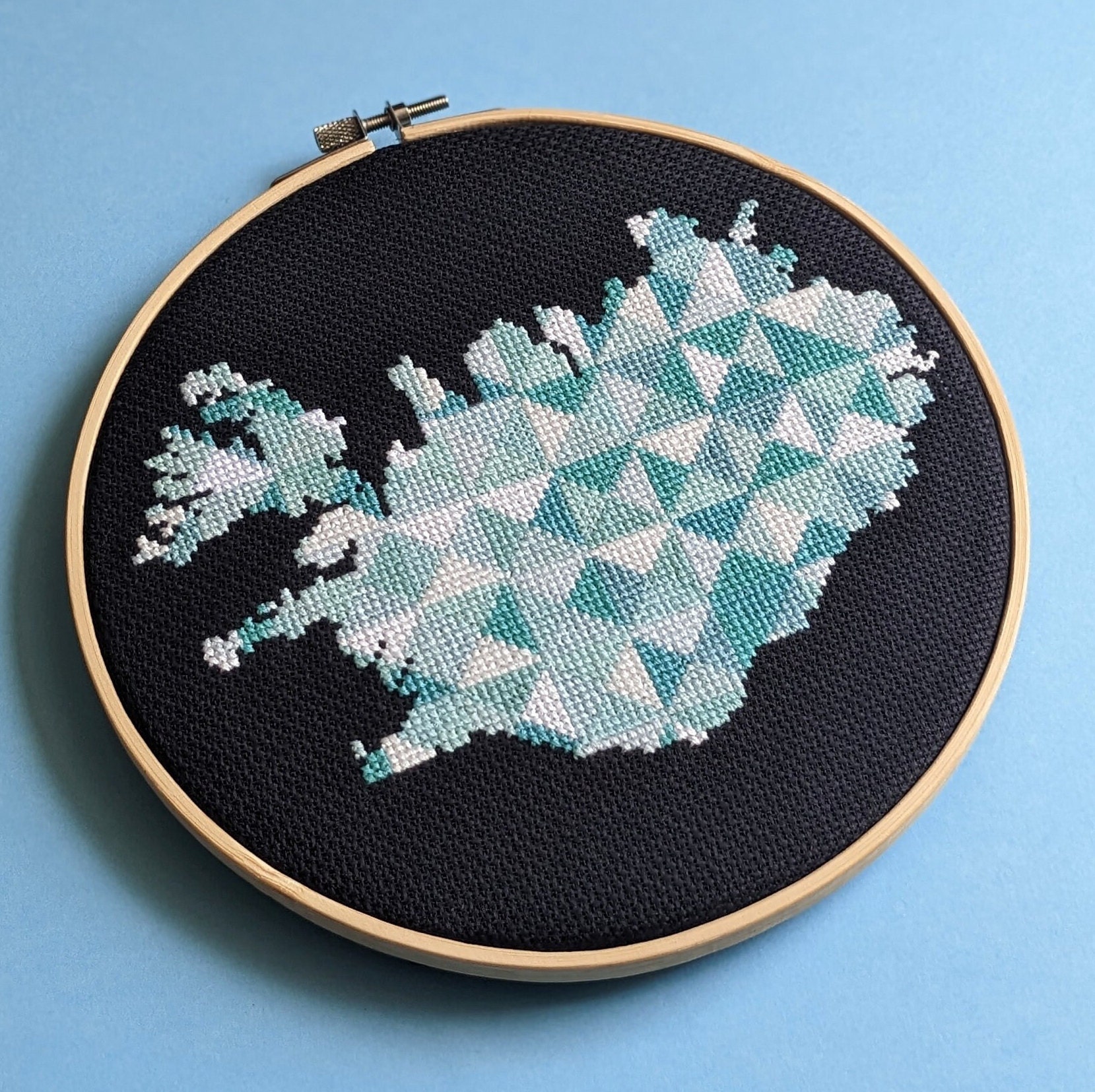 Iceland Map Cross Stitch Pattern. Reykjavik Theme Wall Art Hanging ...