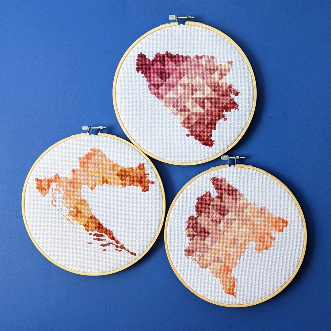 Balkan Set Montenegro, Croatia and Bosnia and Herzegovina Cross Stitch ...