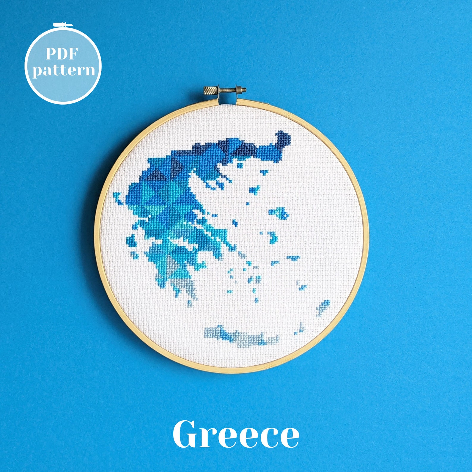 Greece Map Cross Stitch Pattern. Athens Theme DIY Wall Decoration ...