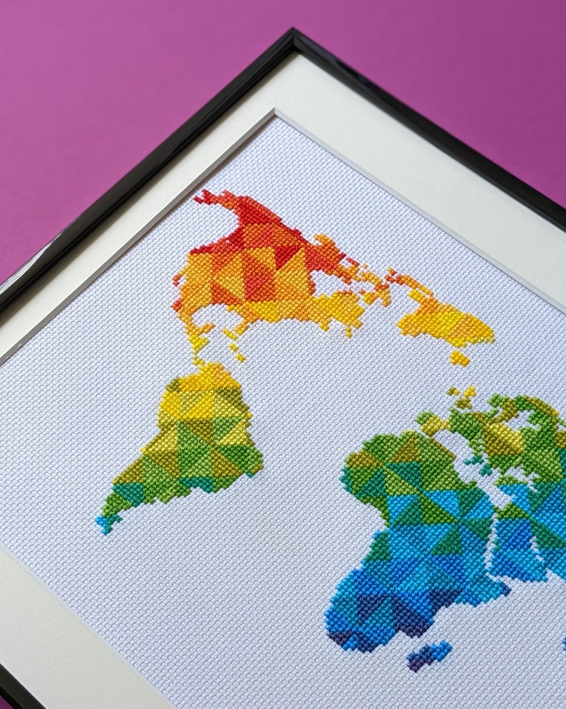 World Map Cross Stitch Scheme for Instant Download Raibow - Etsy