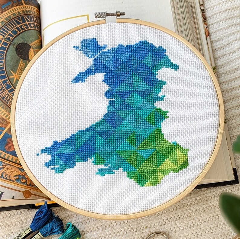 Wales Map Cross Stitch Pattern. Welsh Country Shape for Embroidery ...