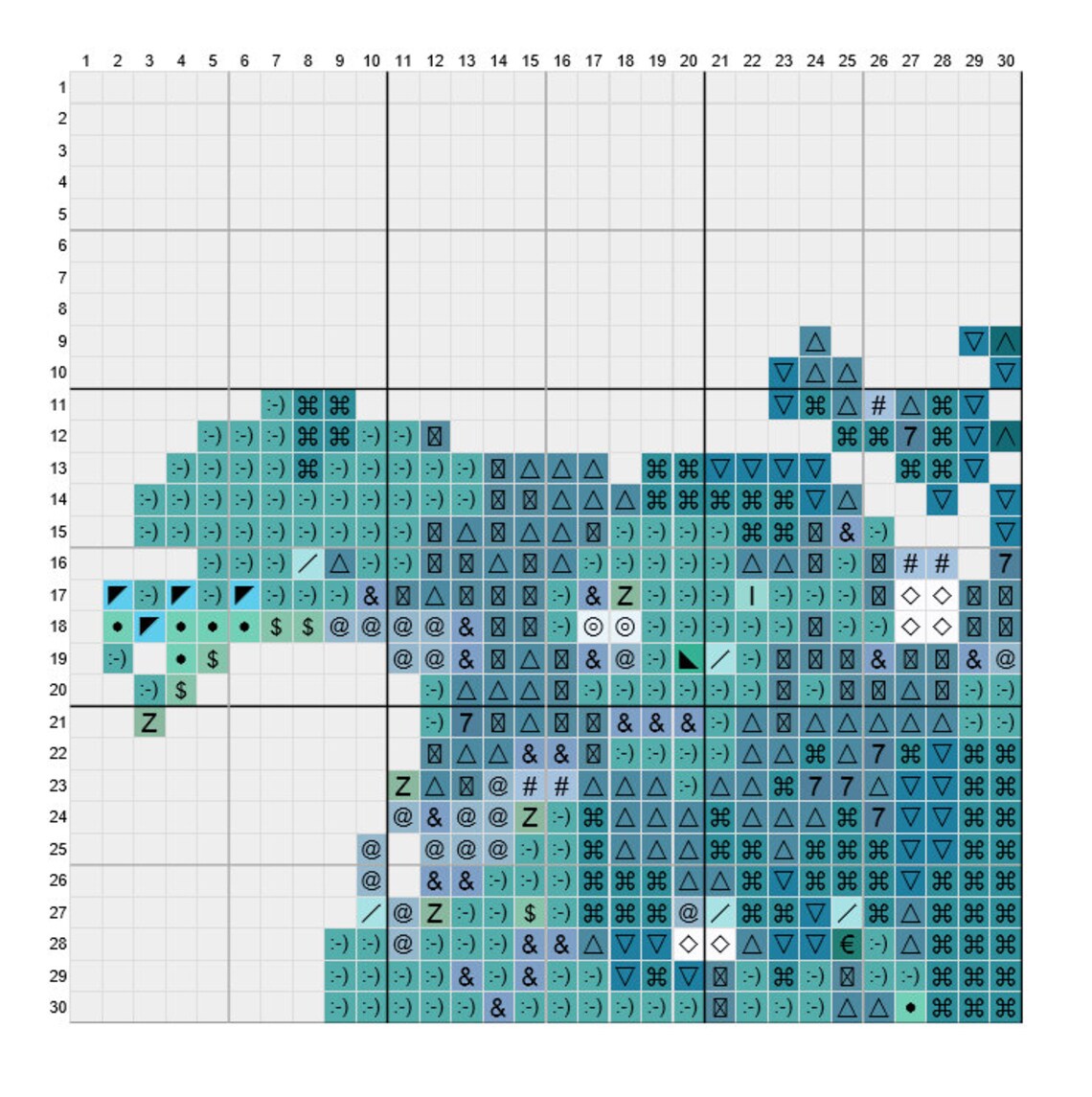 World Map Cross Stitch Scheme for Instant Download. Blue Watercolor ...
