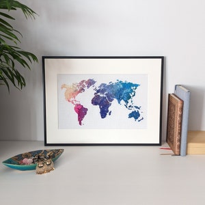 World Map Cross Stitch Scheme for Instant Download Galaxy - Etsy