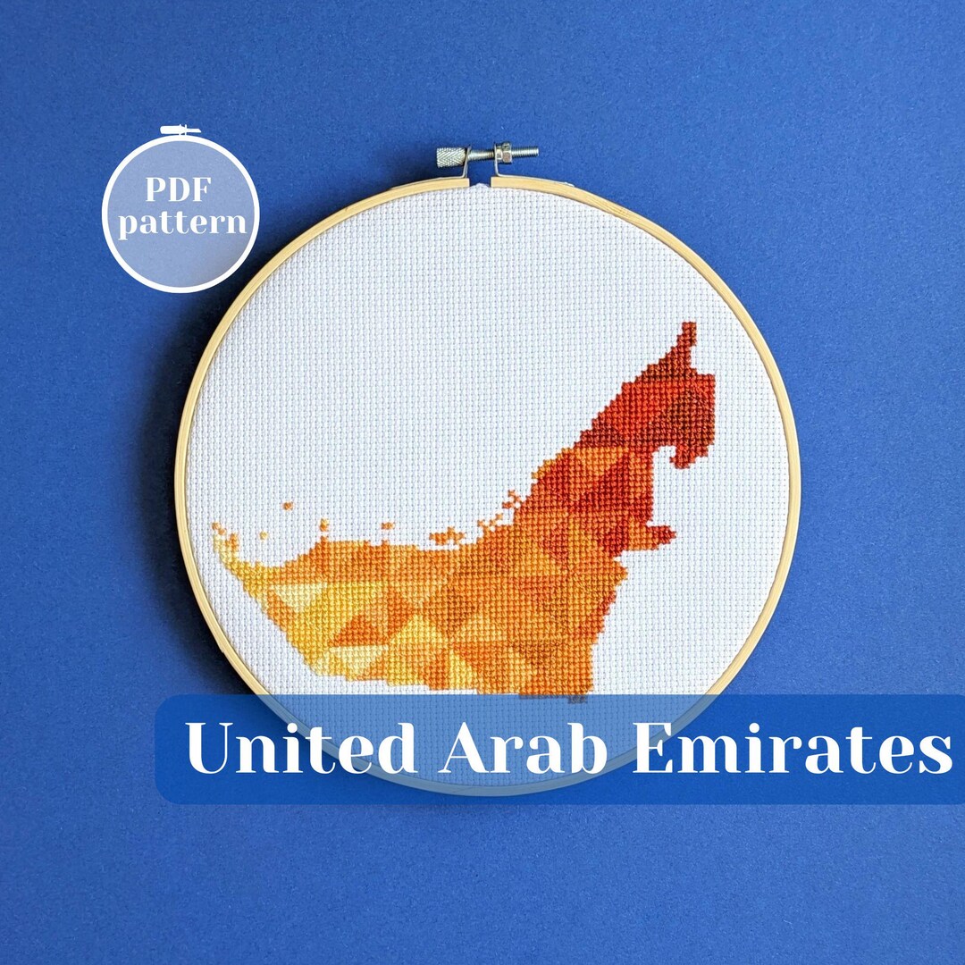 United Arab Emirates Map Embroidery Pattern. Modern Xstitch Design for ...