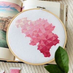 Belgium Map Modern Cross Stitch Pattern. Simple Xstitch PDF Chart for ...