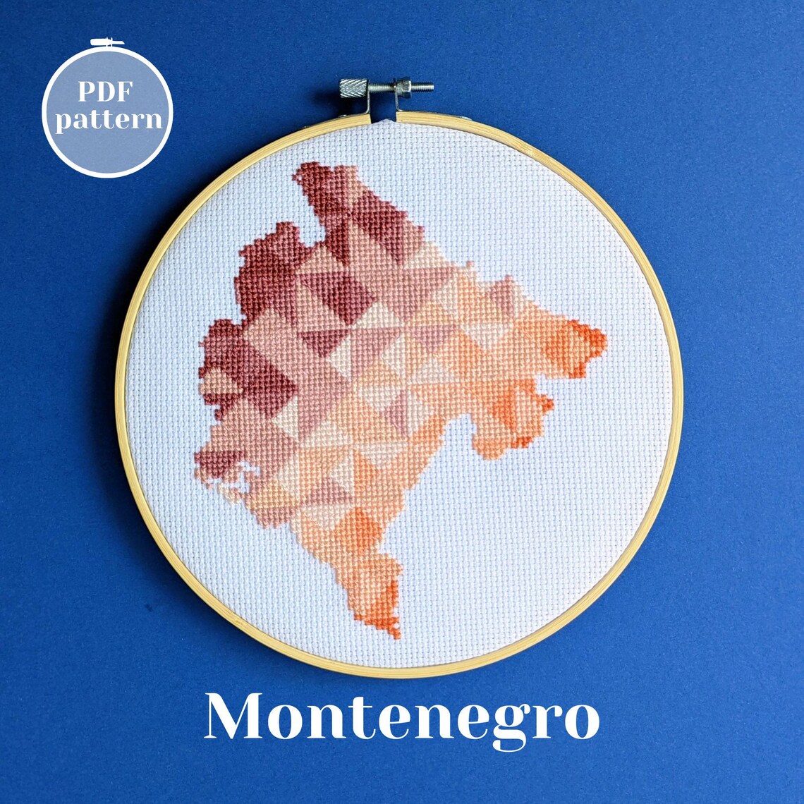 Montenegro Map for Cross Stitching. Simple Instant Access Pattern ...