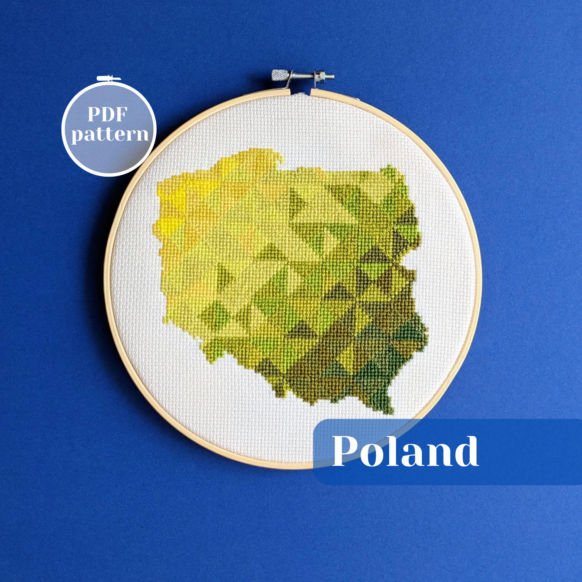 Poland Map Cross Stitch Pattern. Polish Wedding Handmade Gift Idea ...