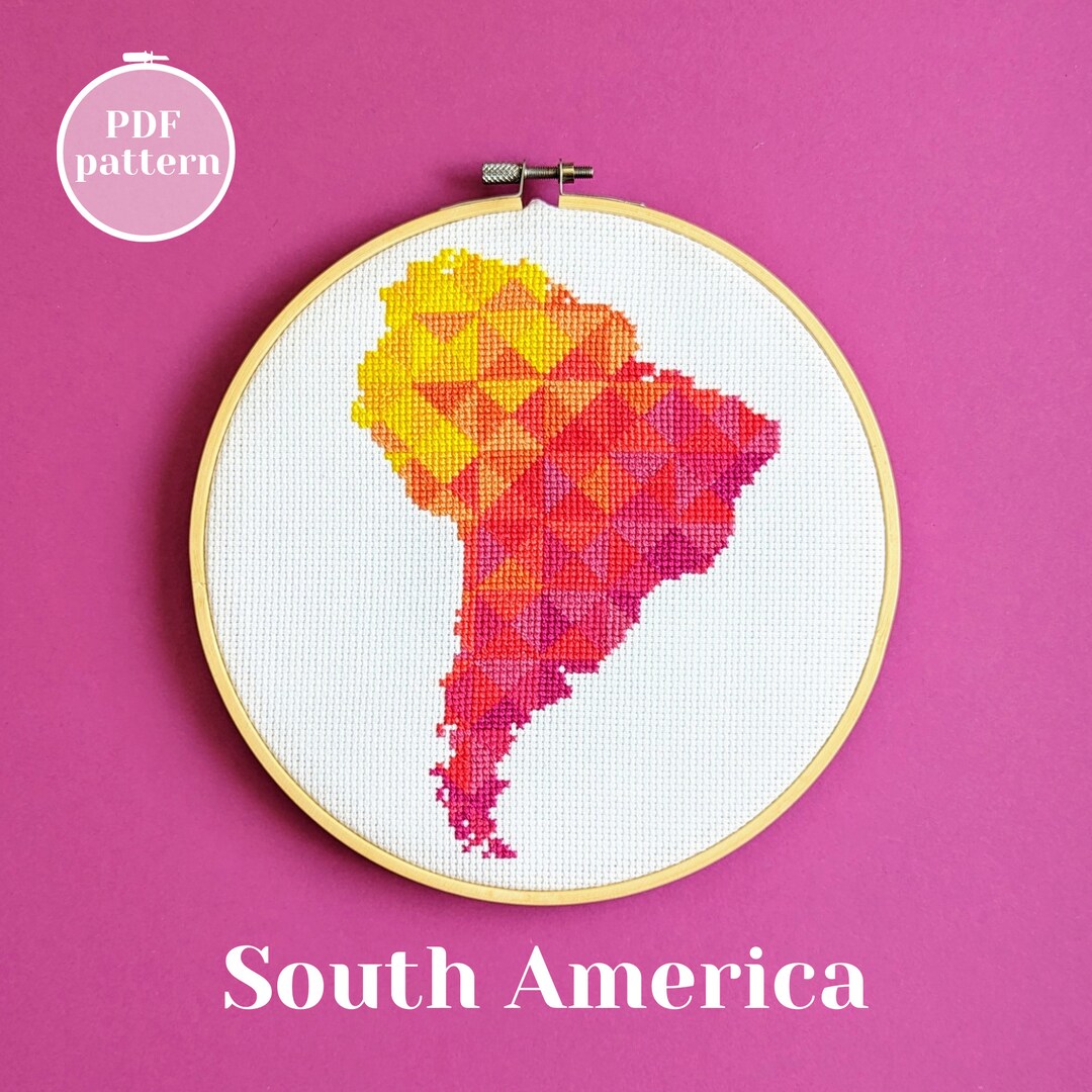 South America Continent Map Cross Stitch Pattern. Modern Simple Xstitch ...