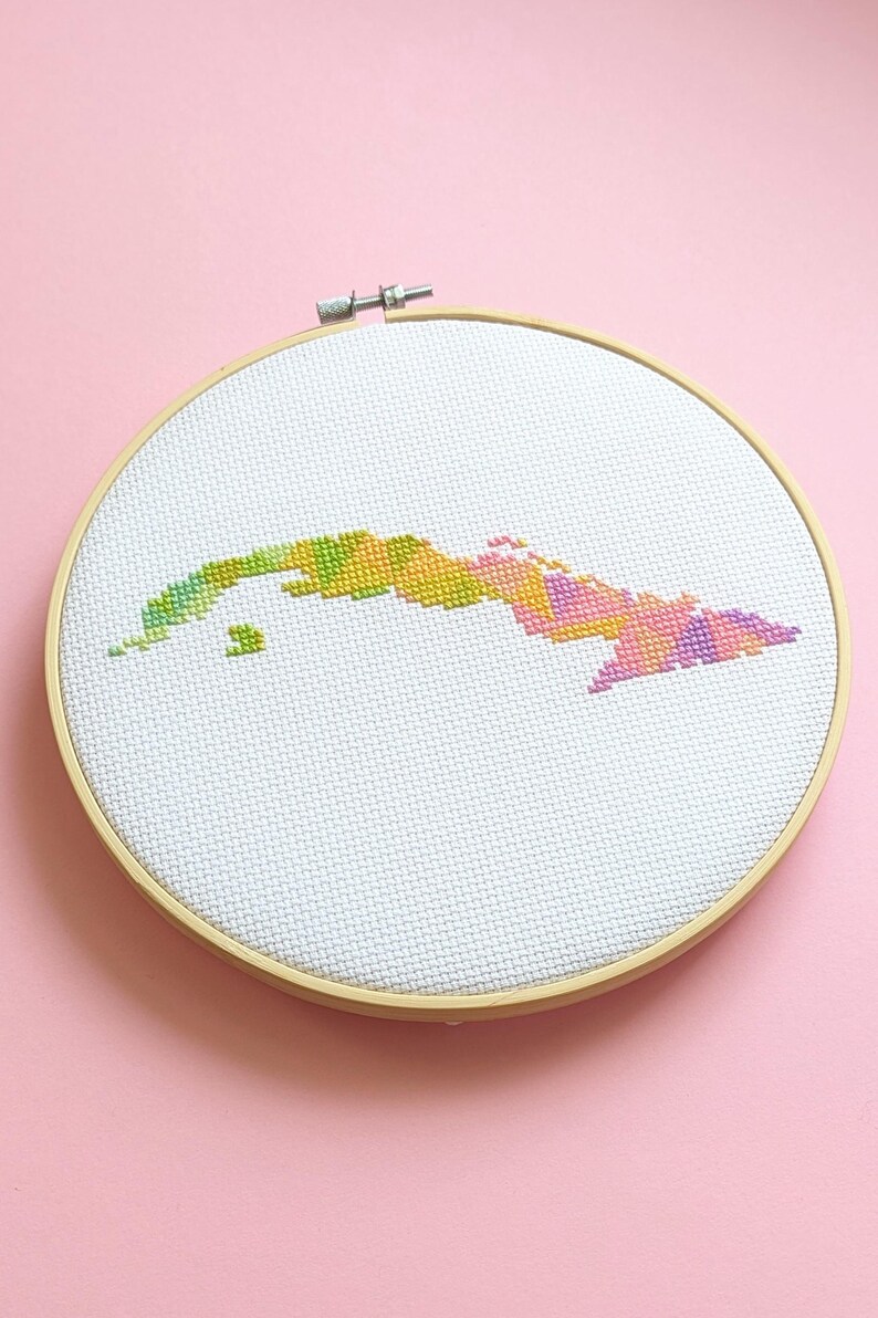 Cuba Map Cross Stitch Pattern. Modern Simple Xstitch PDF Chart. Custom ...