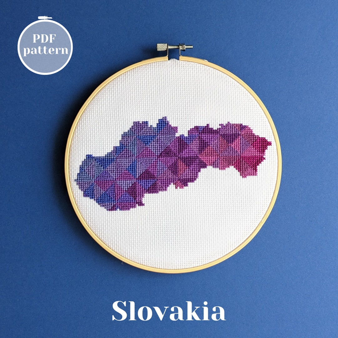 Slovakia Map Cross Stitch Pattern. Modern Embroidery Wall Decoration ...